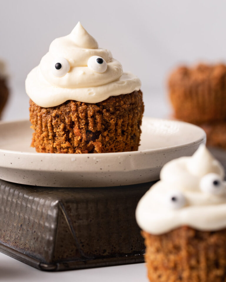 Halloween Carrot Cake Ghost Muffins - Oat Pantry