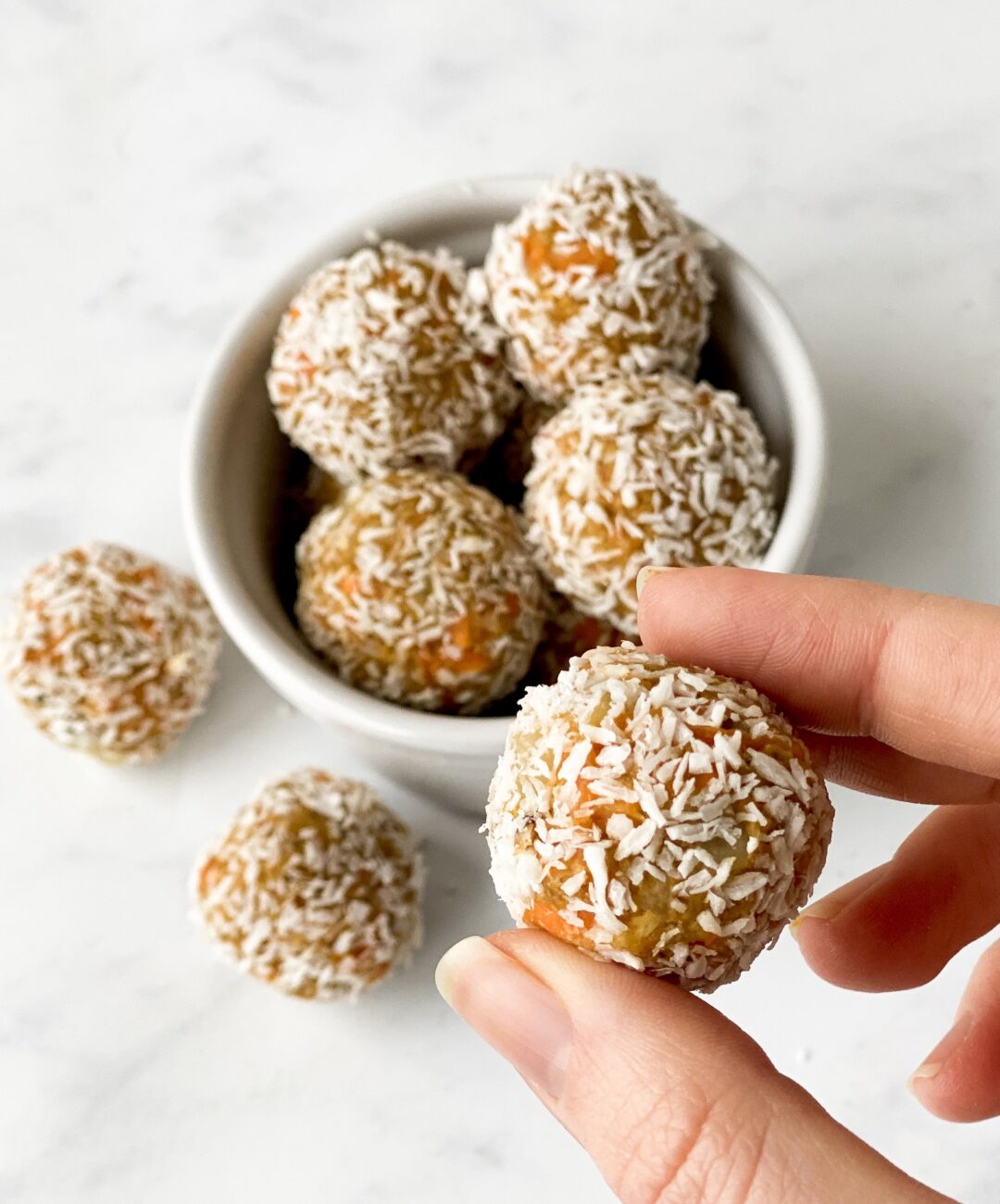 No Bake Carrot Cake Snow Balls - Oat Pantry